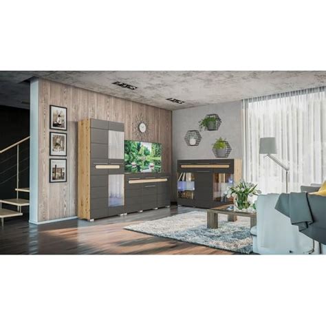 ᐉ Вітальня Світ Меблів Бянко 2 3801x400x1850 з ДСП МДФ колір Дуб артизан Графіт • Краща ціна в