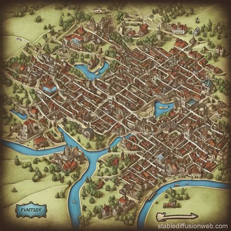 Fantasy Town Map Stable Diffusion Online