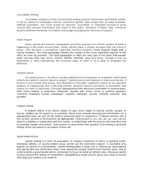 Journalistic Writing Pdf Journalism News