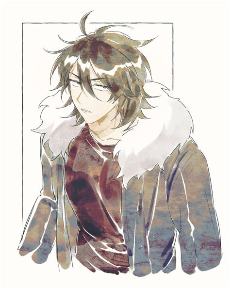 Safebooru 1boy Black Eyes Black Jacket Brown Hair Collarbone