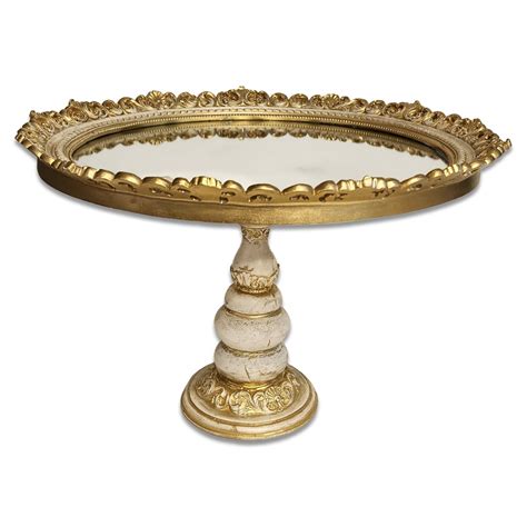 Large Beige And Gold Vintage Round Resin Plate And Base Beuniqueleb
