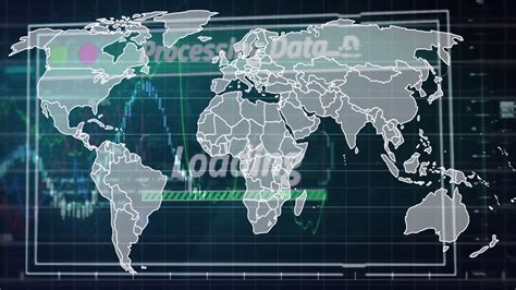 Premium Stock Video Animation Of Map Moving Over Digital Screen With Progressing Data And