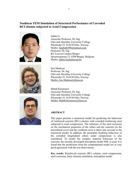 Pdf Nonlinear Fem Simulation Of Structural Performance Of Corroded Rc Columns Subjected To
