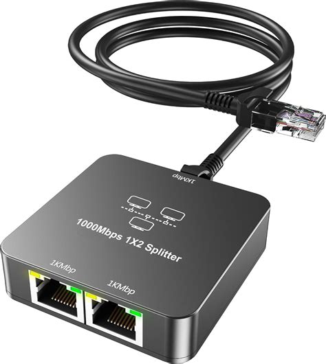 Sheiaier Ethernet Splitter 1 To 2 Out With Cat 6 Ethernet Cable 1000mbps High Speed