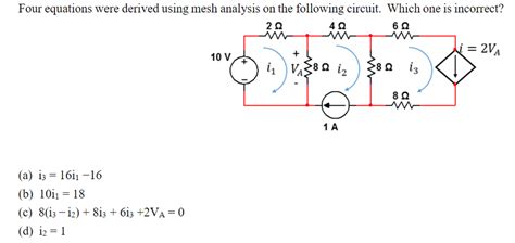 solved four equations were derived using mesh analysis on