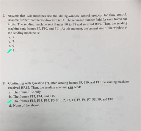 Solved 7 Assume That Two Machines Use The Sliding Window