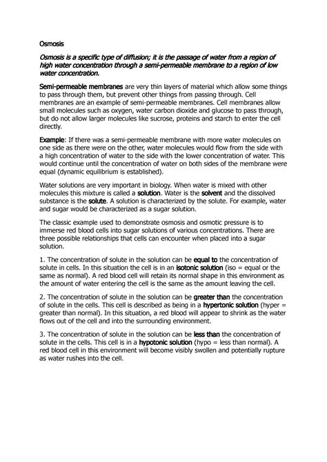 Osmosis Notes Lectures Osmosis Osmosis Is A Specific Type Of