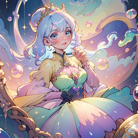 드레스와 티아블을 입은 여자의 만화 이미지 Seaart Ai