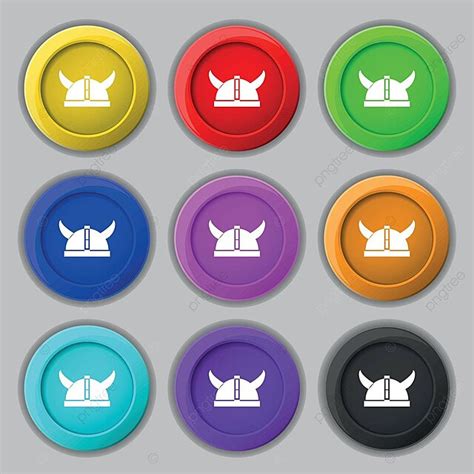 vector illustration of viking helmet symbol on nine colorful circular