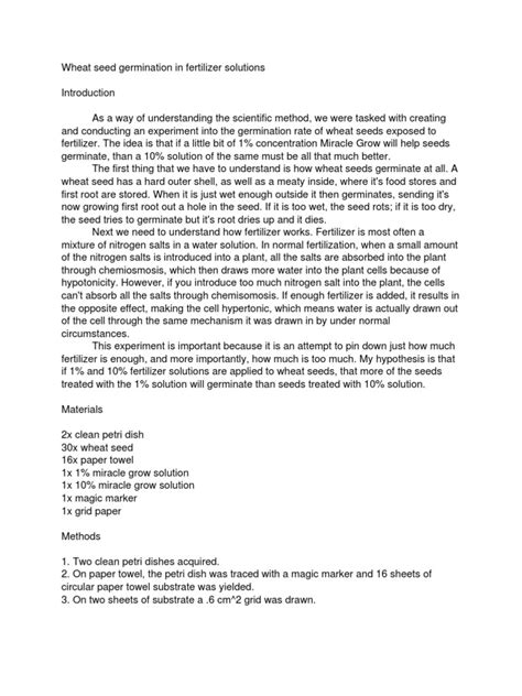Seed Germination Experiment Lab Report