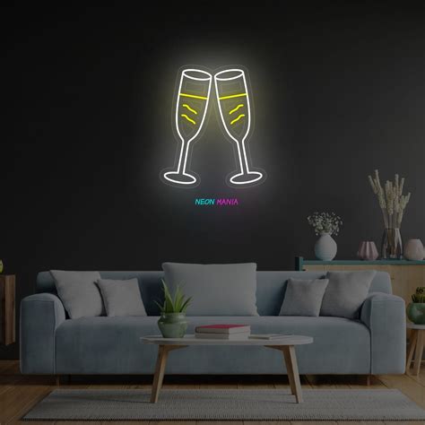 Champagne Glasses Neon Sign Light Up Your Party Cheers Led Neon