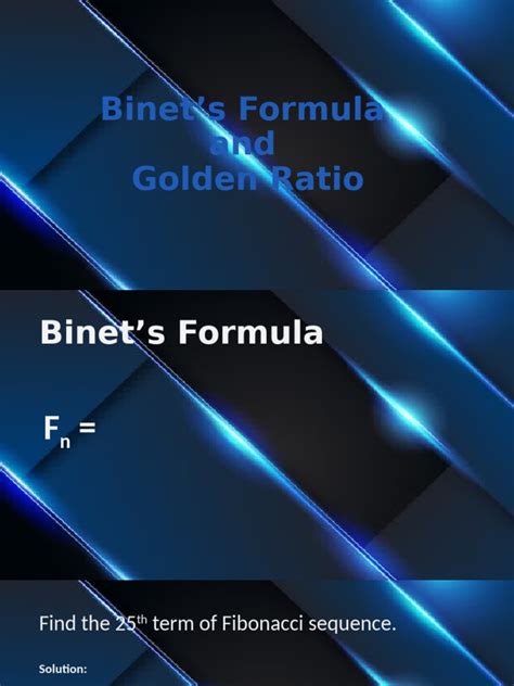 binet s formula and golden ratio application pdf