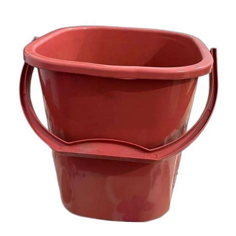 Dark Red 15 L Plastic Handle Bucket For Household Size 14 Inch At