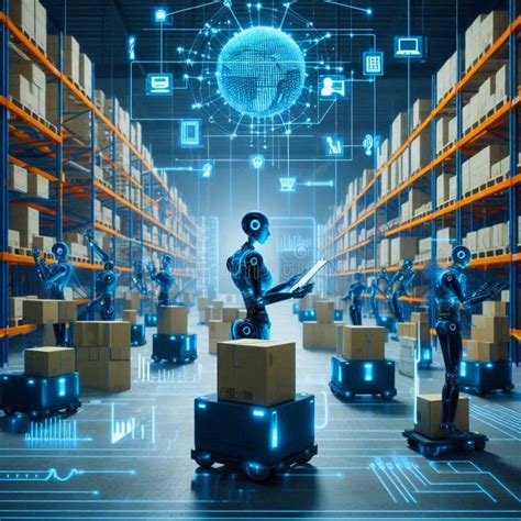 Warehouse Automation Robotic Arm Retrieves Cardboard Box Stock
