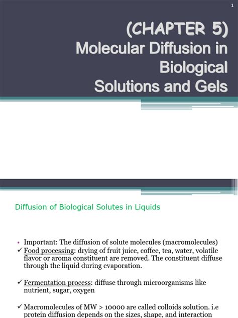 Chapter 5 Molecular Diffusion In Biological Solutions Pdf Biology Macromolecules
