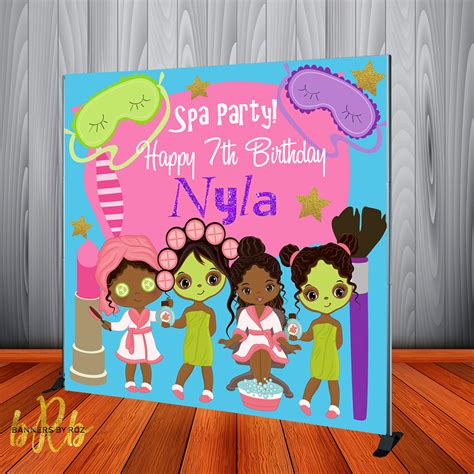 Spa Party Birthday Backdrop Personalized Step And Repeat Designed Pri