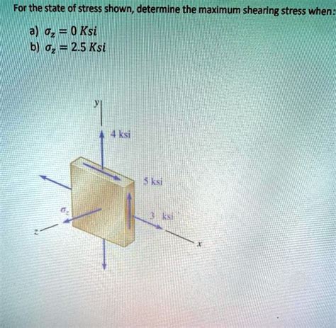 Solved For The State Of Stress Shown Determine The Maximum Shearing