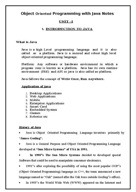 Unit 1 Java Unit 1 Java Unit I 1 Introduction To Java What Is