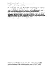 2013F Exam1 CSE2 AnswerKey CSE2 Exam 1 Spring 2013 Name Lehigh