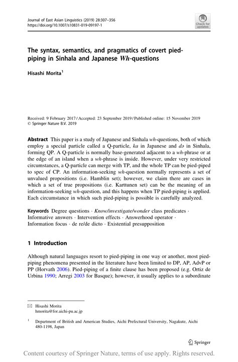 the syntax semantics and pragmatics of covert pied piping in sinhala
