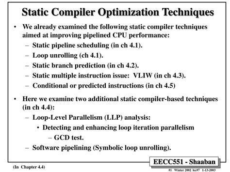 ppt static compiler optimization techniques powerpoint presentation