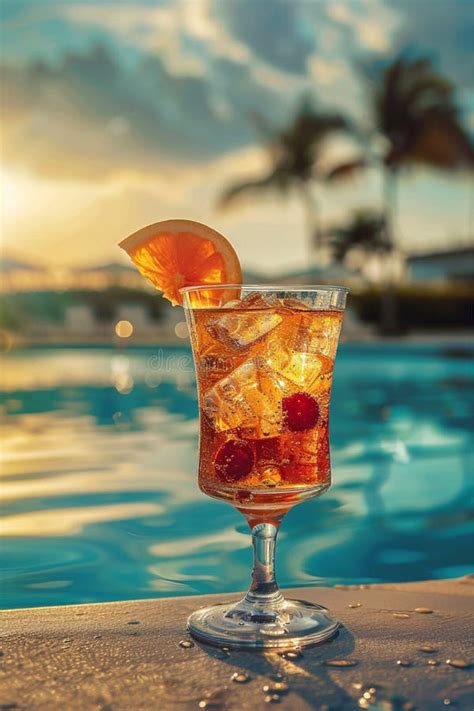 Cocktail Glasses At Pool Beach Side Stock Illustration Illustration