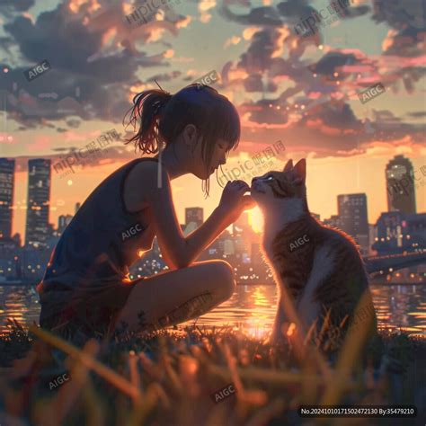 Ai创作图撸猫的女孩 撸猫的女生 黄昏下的少女 女孩与猫咪 女孩和猫插画 抱猫少女 和猫的温馨画面 女孩和猫咪 少女与猫 猫咪少女 插画小狗和