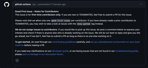 Add A Trigger For Good First Issues · Issue 12480 · Teammates