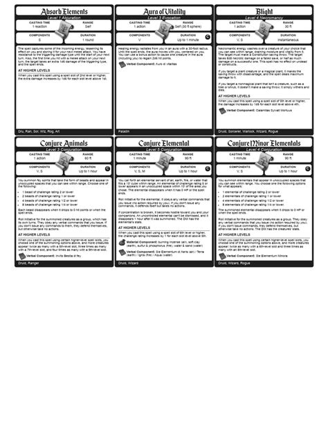 Printable Spell Card For Dandd 5e Pdf Dungeons And Dragons Gary Gygax Games