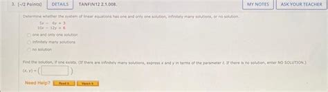 Solved Determine Whether The System Of Linear Equations Has