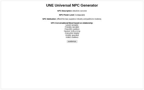Une Universal Npc Generator