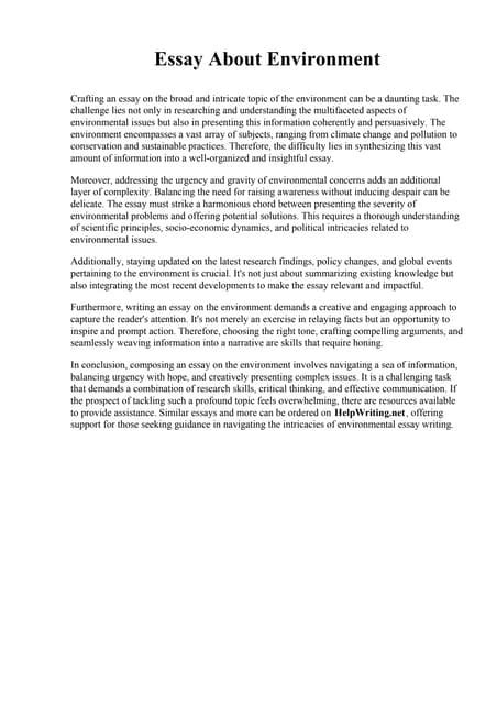 Essay About Environment Pdf