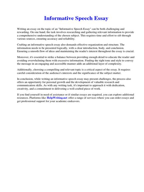 Informative Speech Essay Pdf Essays