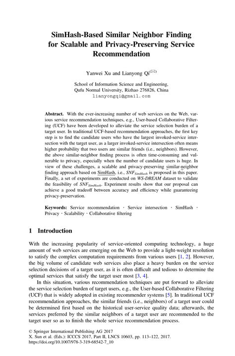 Pdf Simhash Based Similar Neighbor Finding For Scalable And Privacy