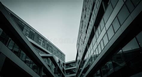 Modern Office Buildings With Angular Interconnected Structures Reach