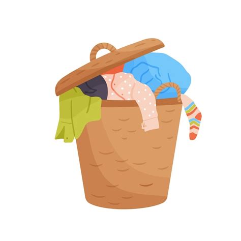 Cesta Con Pila De Sábanas Sucias Cesta De Lavandería Con Ropa Sucia Y