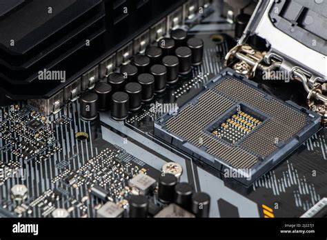 Modern Cpu Socket On A Motherboard Close Up Stock Photo Alamy