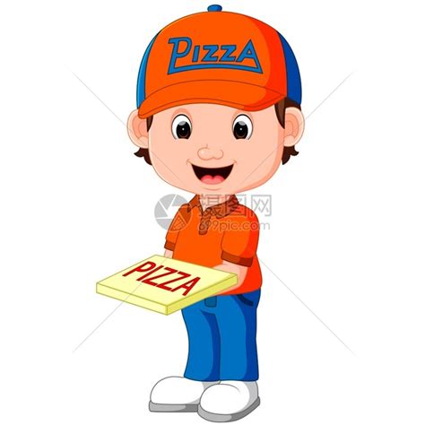 送比萨饼的卡通人插画图片下载 正版图片303682162 摄图网