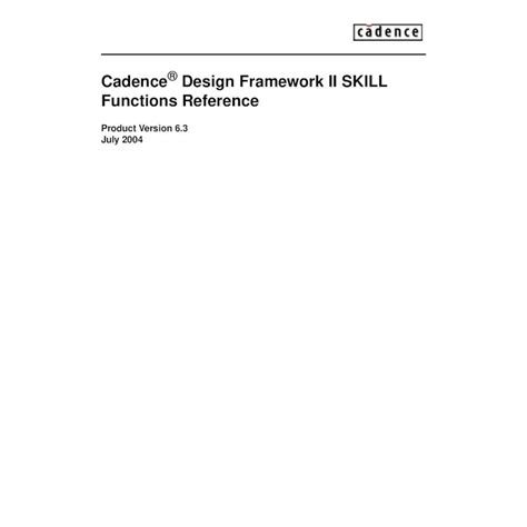 Pdf Cadence Design Framework Ii Skill Functions Referencepwp Gatech
