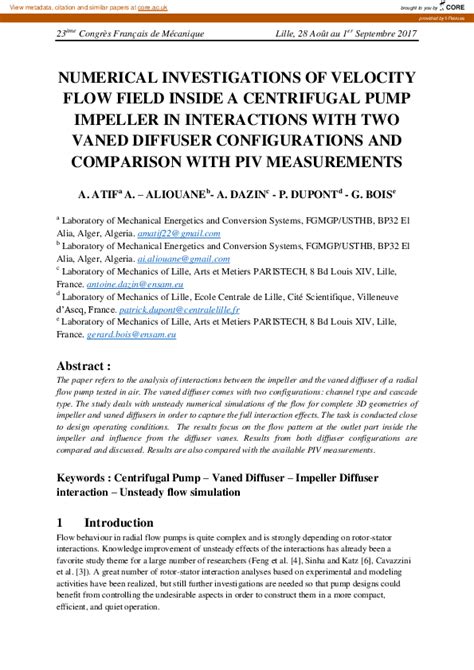 pdf numerical investigations of velocity flow field inside a