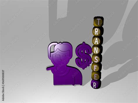 3d graphical image of transfer vertically along with text built around