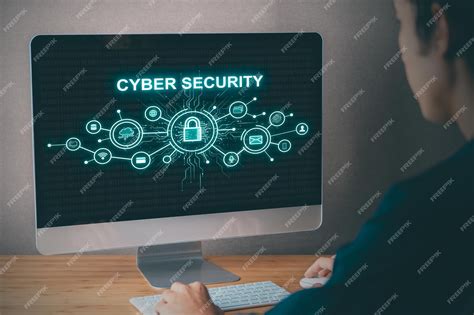 Premium Photo Data Security System Concept Business Man Use Laptop