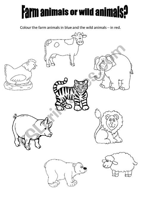 Farm Animals Or Wild Animals For Preschool Esl Worksheet By Pavlina