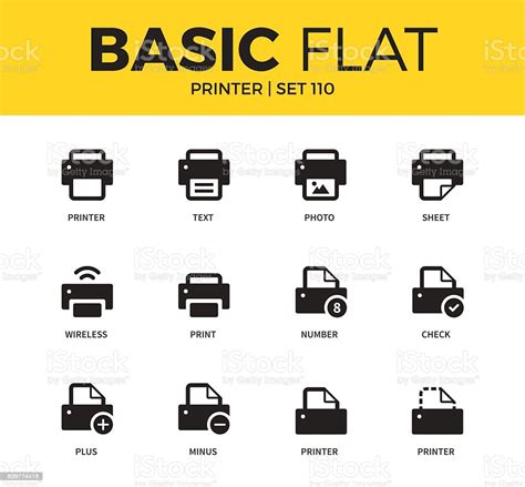 프린터 아이콘의 기본 집합 컴퓨터 프린터에 대한 스톡 벡터 아트 및 기타 이미지 컴퓨터 프린터 아이콘 팩스 Istock