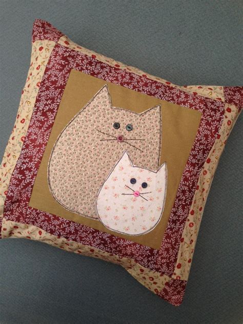 Appliqué Patchwork Cat Cushion Etsy Patchwork Quilt Patterns Cat