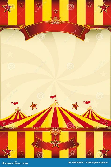 Cartel Superior Rojo Y Amarillo Del Circo Ilustración Del Vector