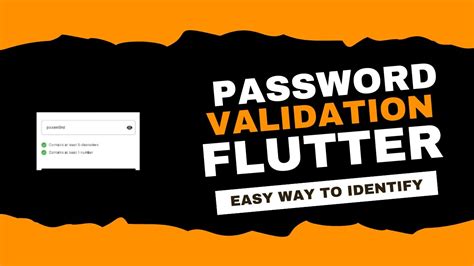 Flutter Tutorial Password Validation Easy Way To Identify Youtube