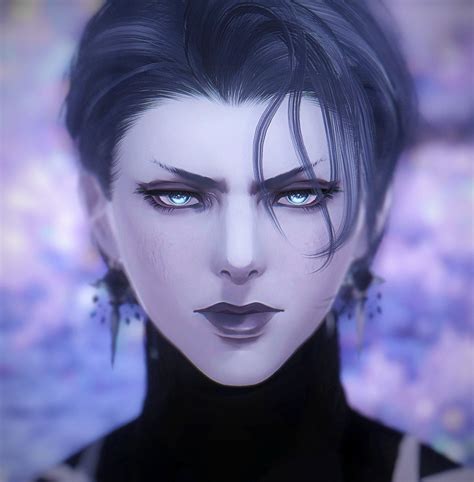 Rule 34 Blue Eyes Earrings Final Fantasy Xiv Gposeffxiv Grey Hair