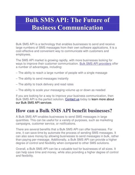 Ppt Bulk Sms Api The Future Of Business Communication Powerpoint Presentation Id12401325