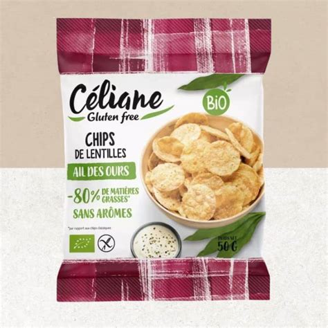Chips de lentilles ail des ours sans gluten bio Céliane Calicote